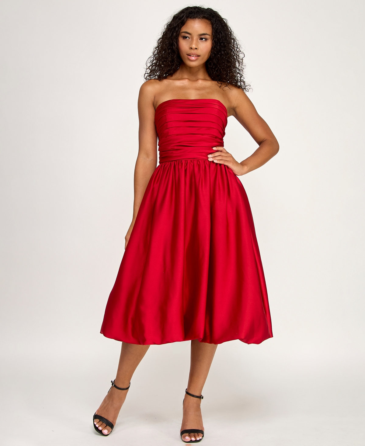 Click here for Seni & Cade Juniors Bubble Strapless Midi Dress -... prices