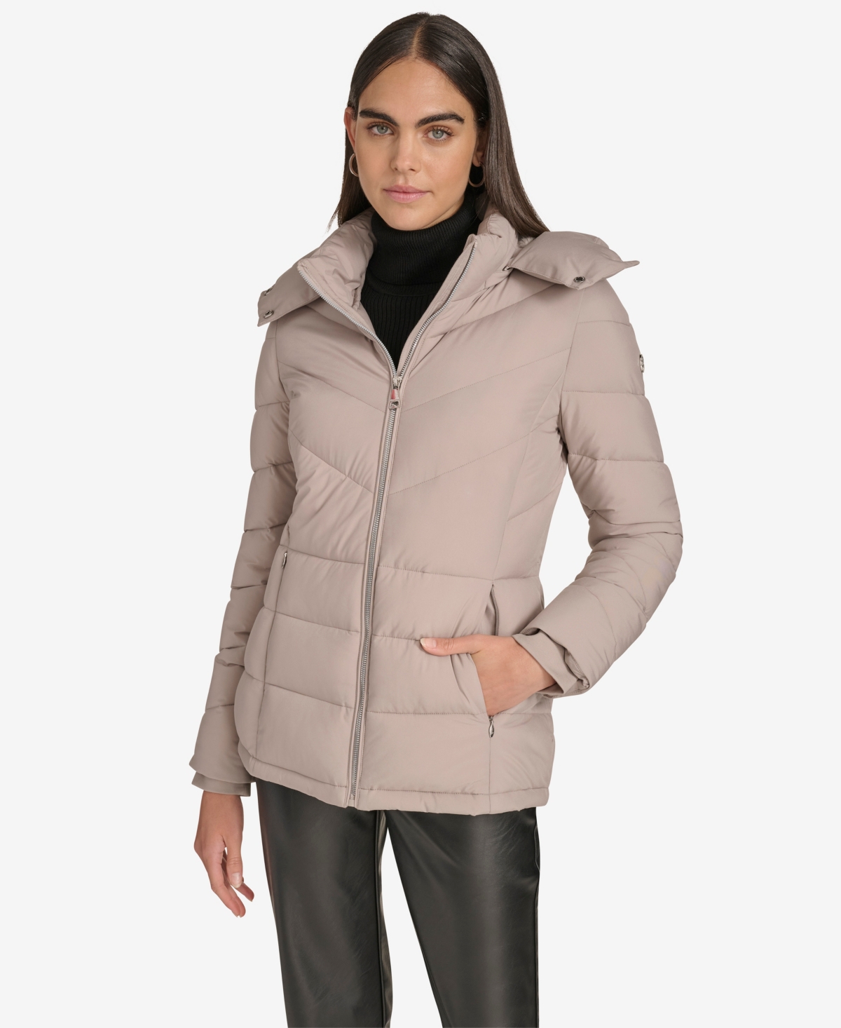 Click here for Calvin Klein Womens Short Zip Front Puffer Jacket... prices