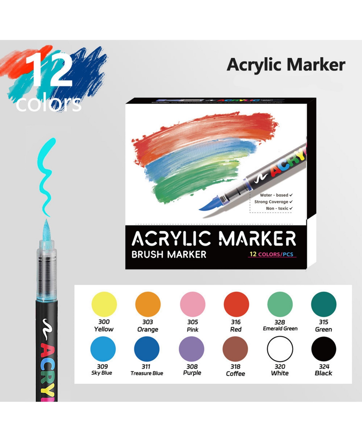 Click here for Htutwoo 12 Colors Acrylic Markers  Soft Brush Tip... prices