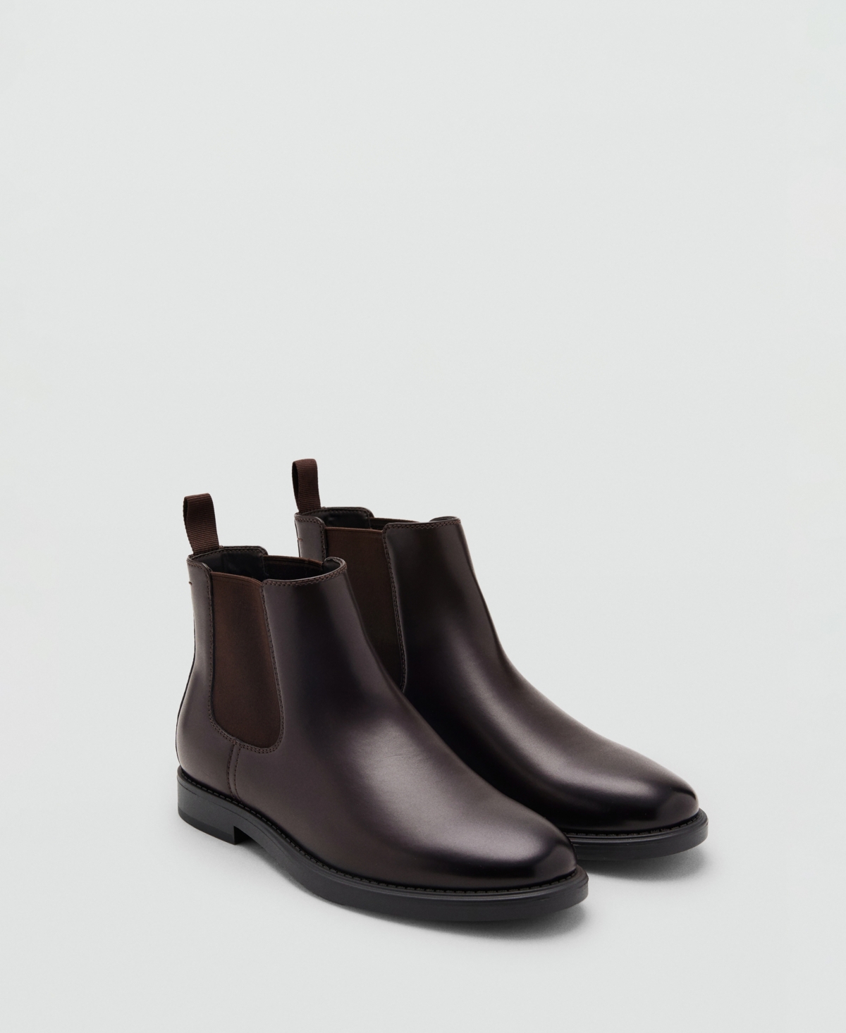 Click here for Mango Mens Leather-Effect Chelsea Ankle Boots - Br... prices