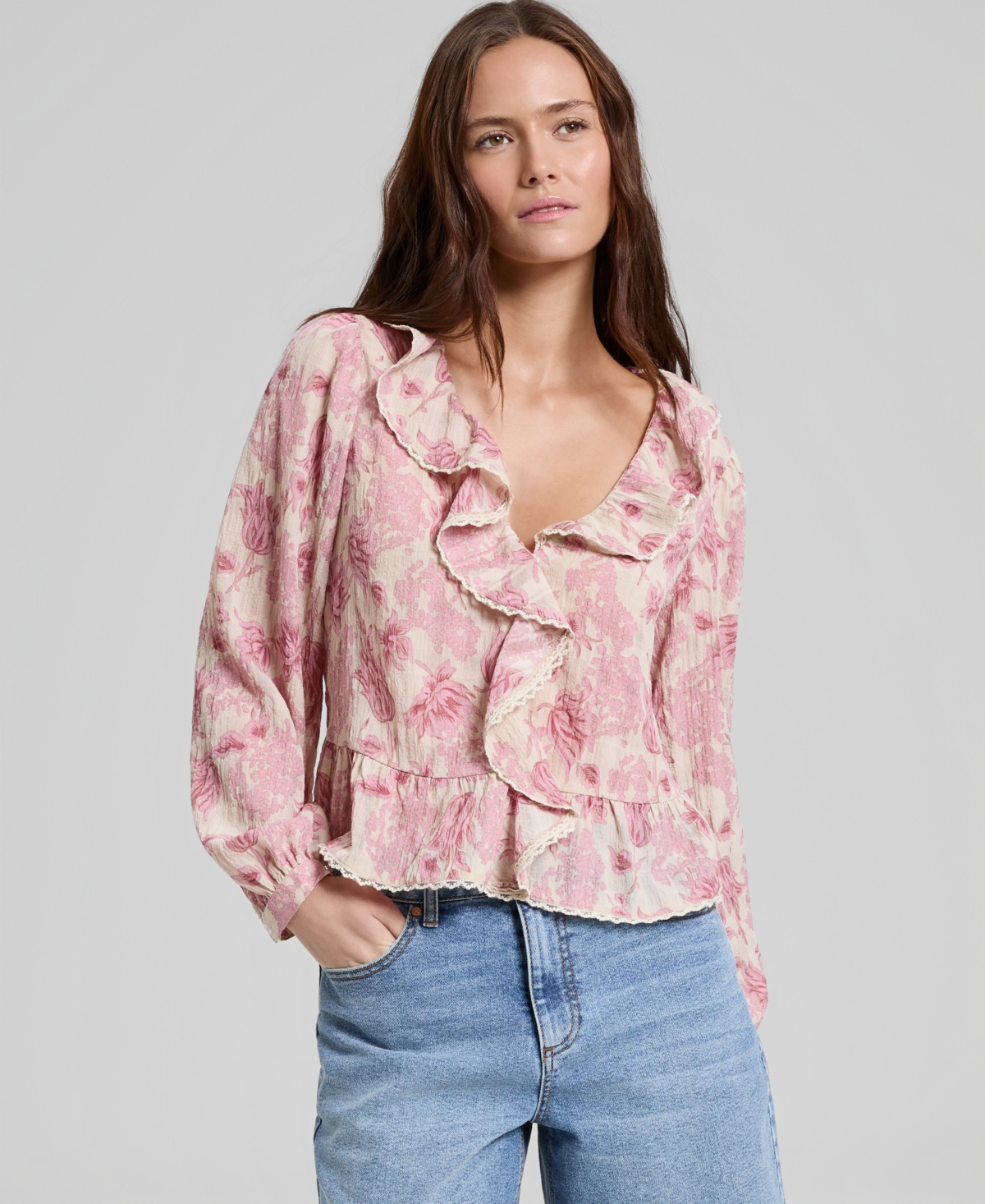 Click here for And Now This Womens Ruffled Peplum Top  Macys Excl... prices