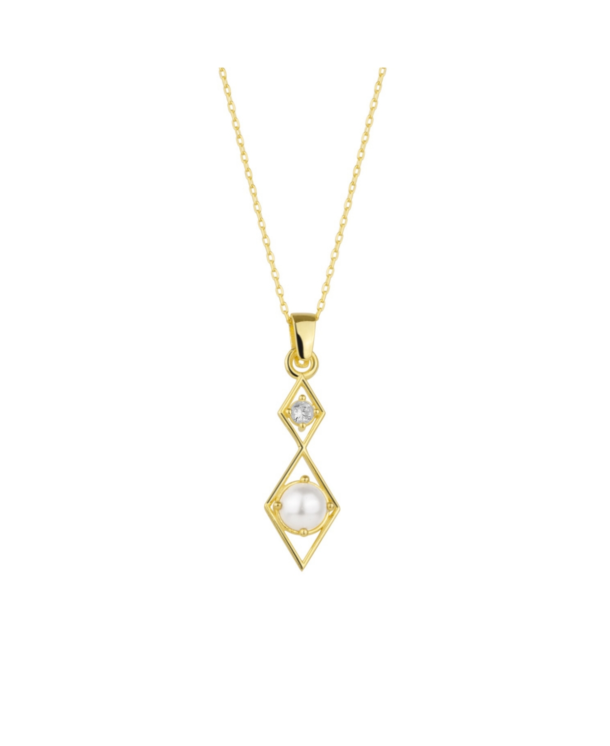 Click here for Spero London Sterling Silver Rhombus 3D Pearl Neck... prices