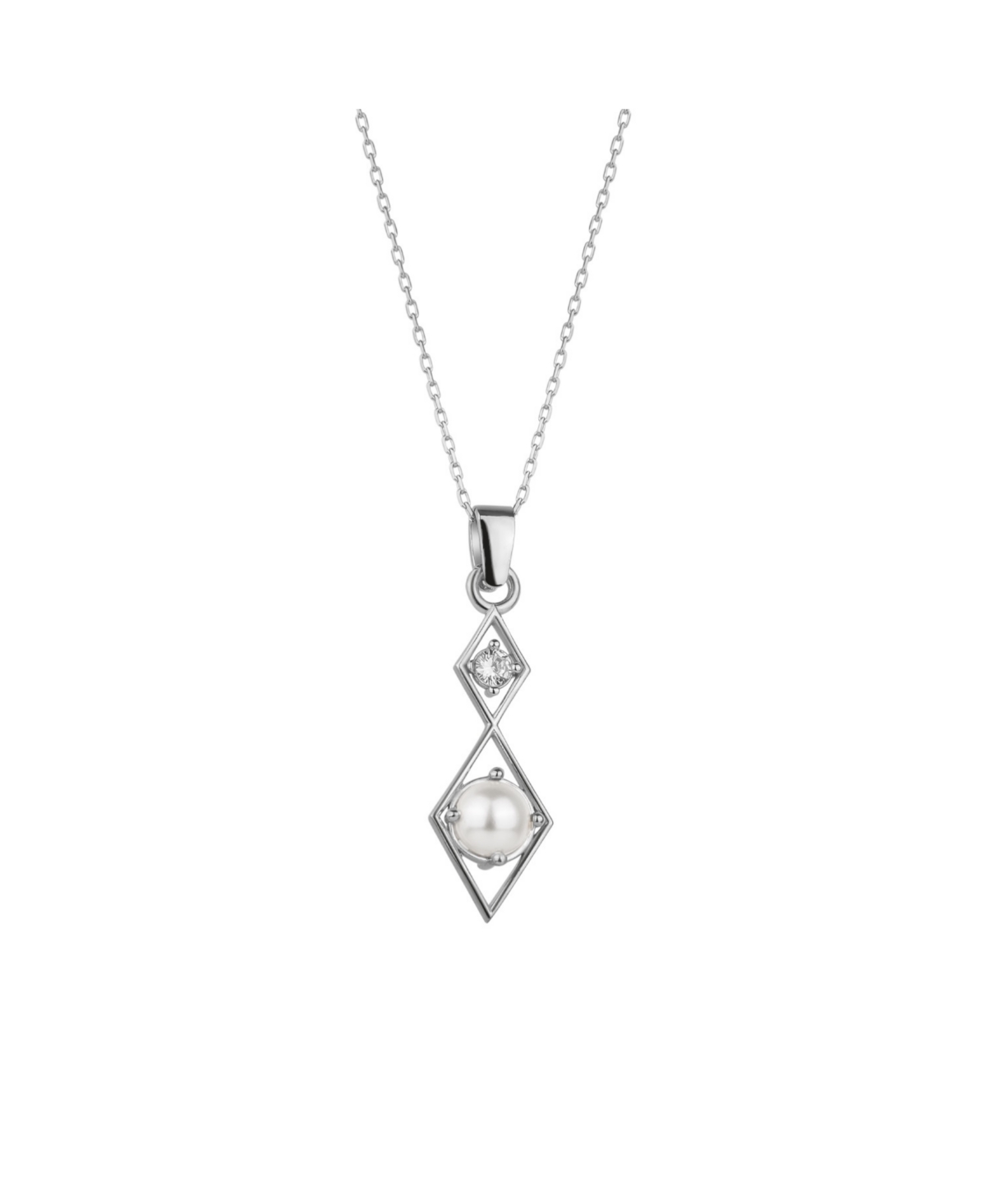 Click here for Spero London Sterling Silver Rhombus 3D Pearl Neck... prices