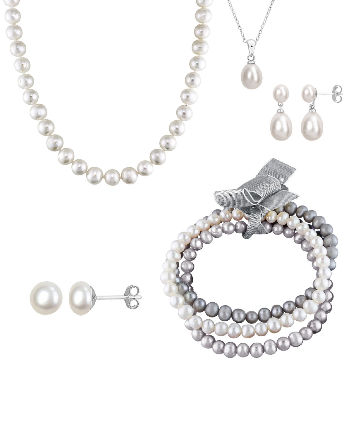 Click here for Macys 5-Pc. Freshwater Pearl Jewelry Set in Sterli... prices
