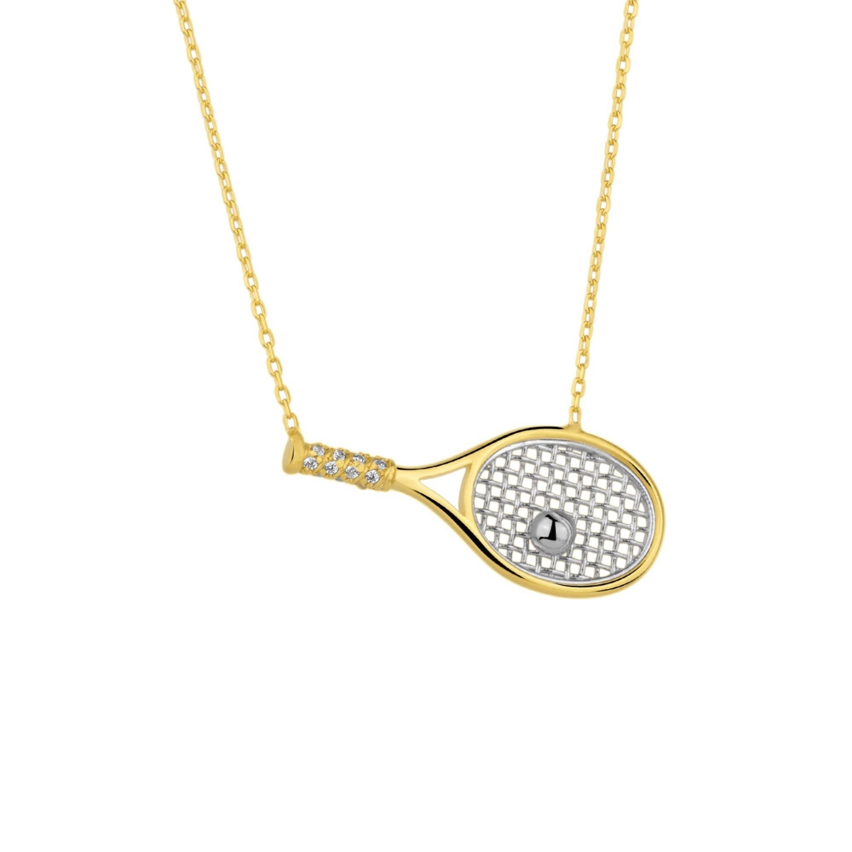 Click here for Spero London Sterling Silver Gold Tennis Racket Ne... prices