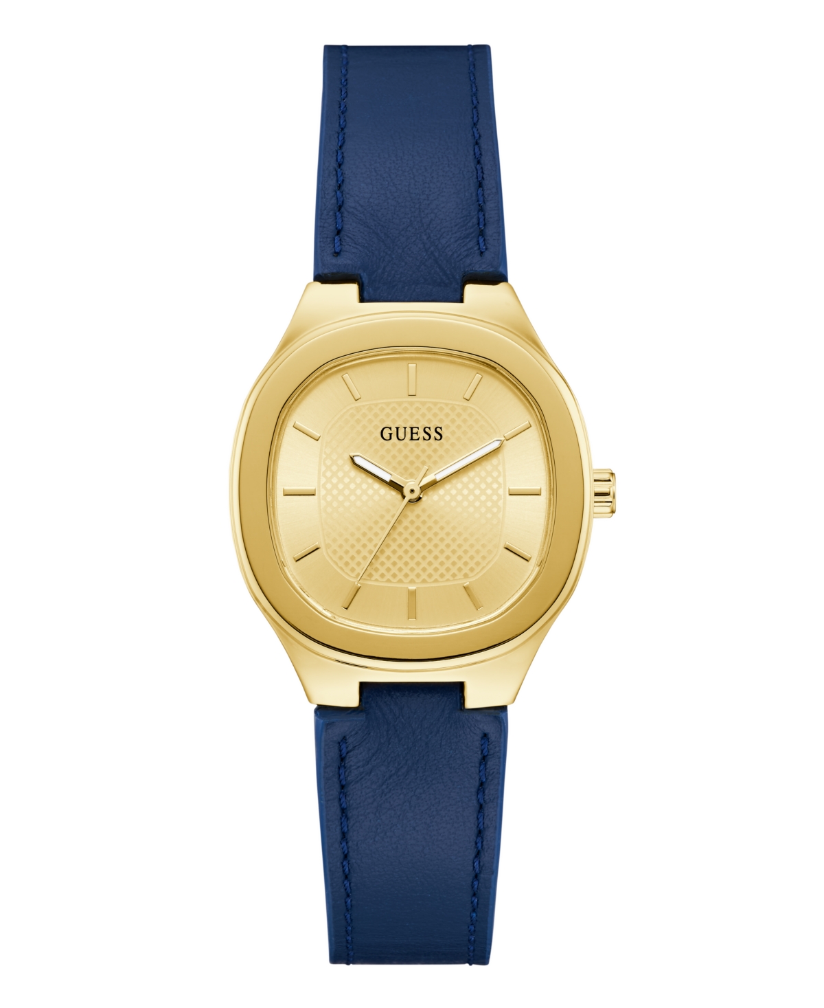 Click here for Guess Womens Gold-Tone Blue Leather Analog Watch... prices
