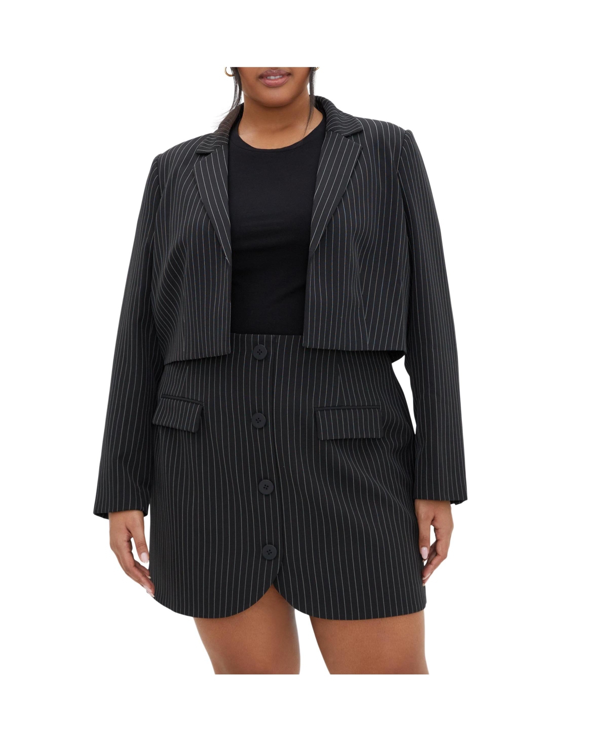 Click here for City Chic Womens Payton Pinstripe Jacket. - Black... prices