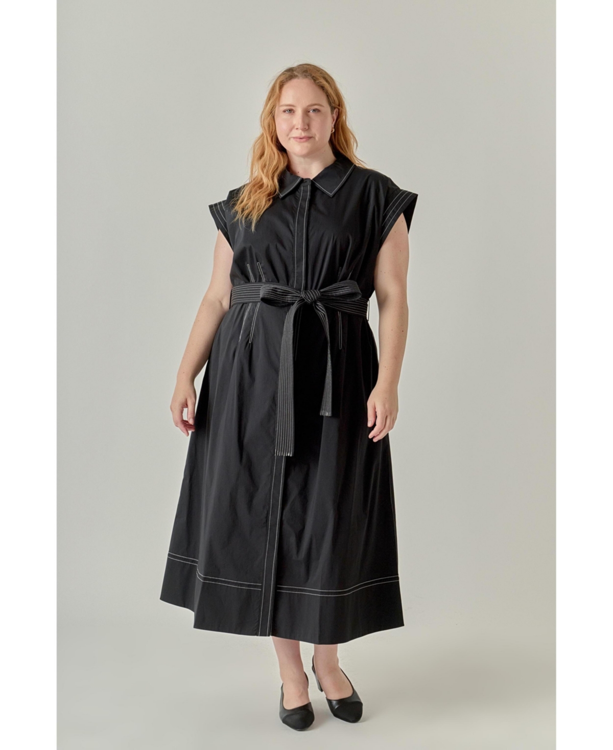 Click here for English Factory Womens Contrast Stitch Shirt Midi... prices