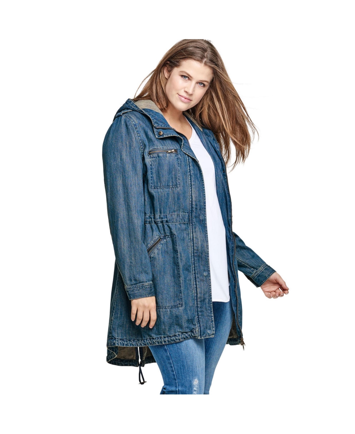 Click here for ellos Womens Hooded Anorak Denim Jacket - Medium s... prices