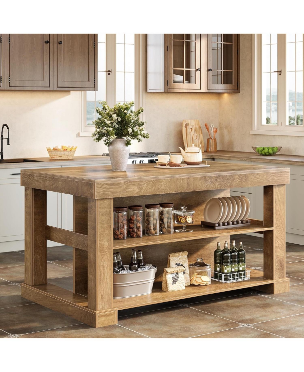 Click here for Tribesigns Kitchen Island with 3 Shelves  55 Inche... prices