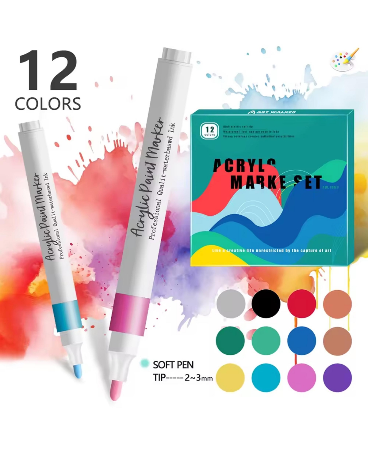Click here for Htutwoo 12 Colors Acrylic Markers Pens Set  Fine T... prices