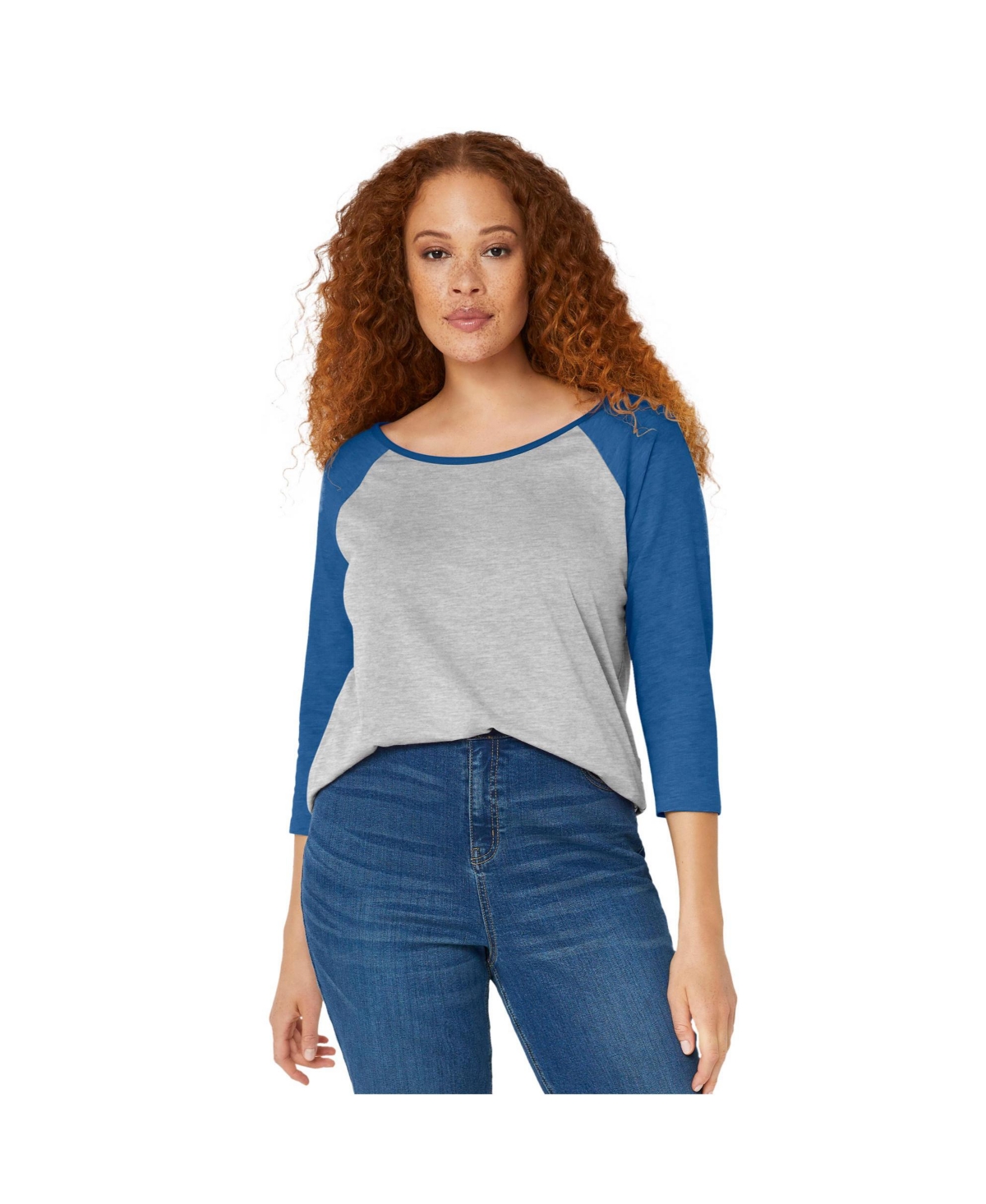 Click here for ellos Womens Colorblock 3/4 Sleeve Tee - Heather g... prices