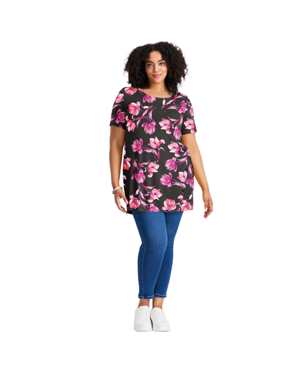 Click here for Avenue Womens Button Detail Tunic Tee - Pink tulip prices