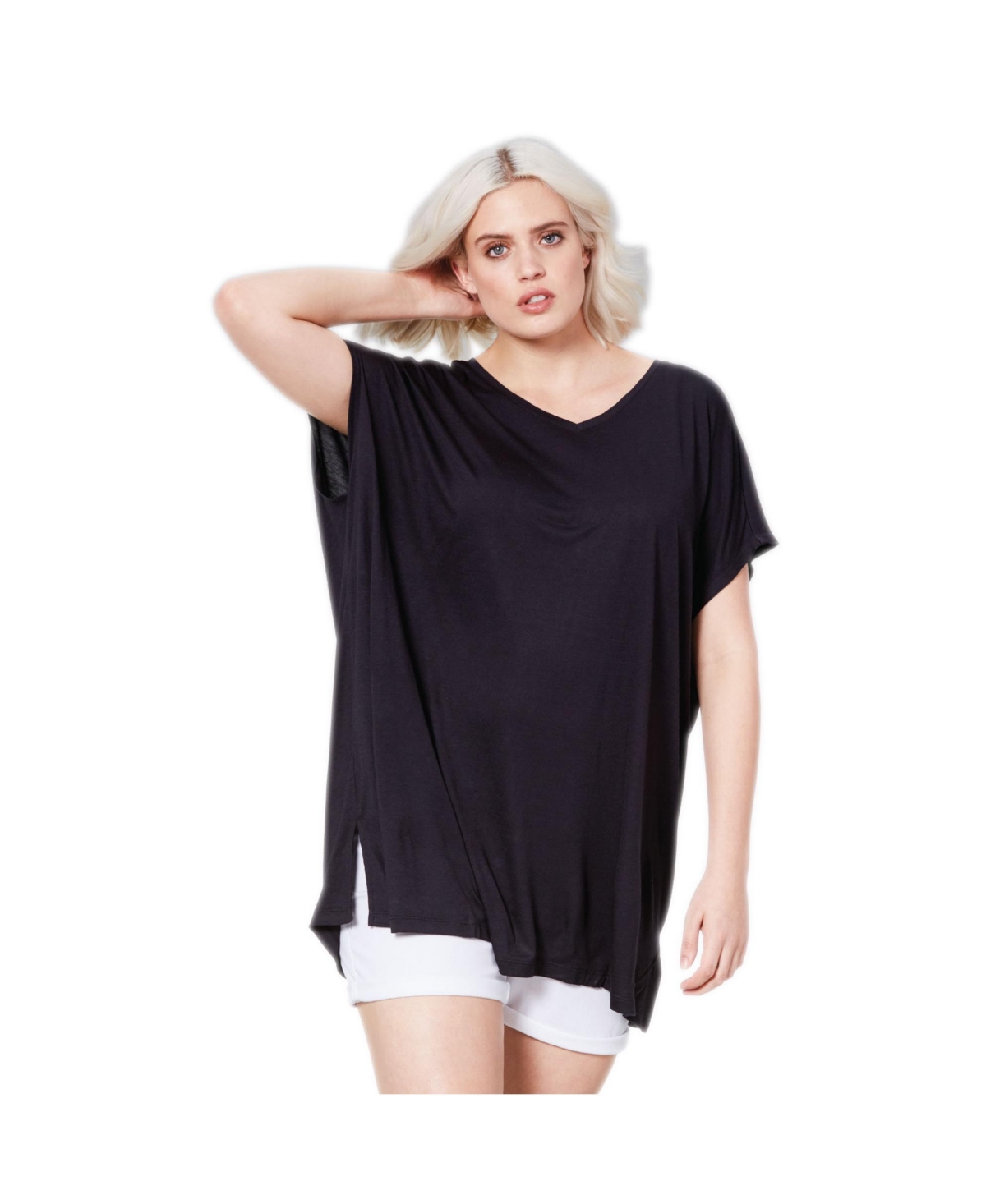 Click here for ellos Plus Size Oversized Tunic - Black blue lake... prices