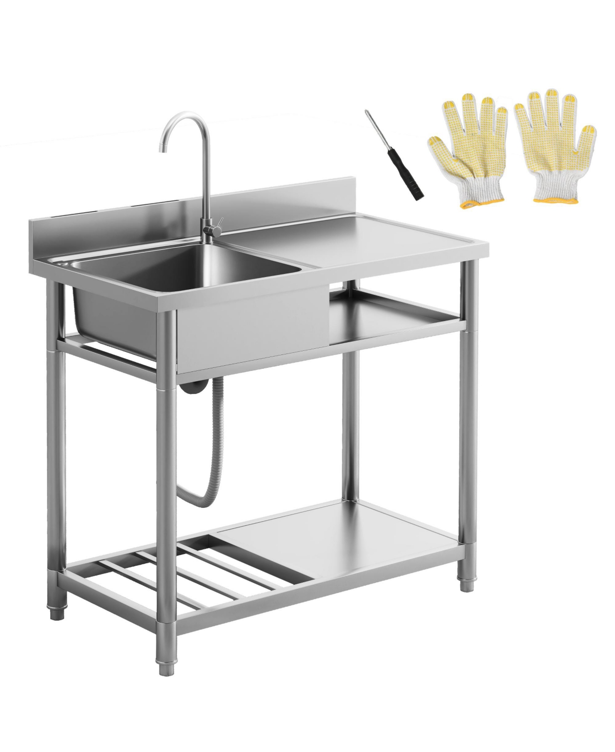 Click here for Homcom 39 Inch Stainless Steel Utility Sink with C... prices