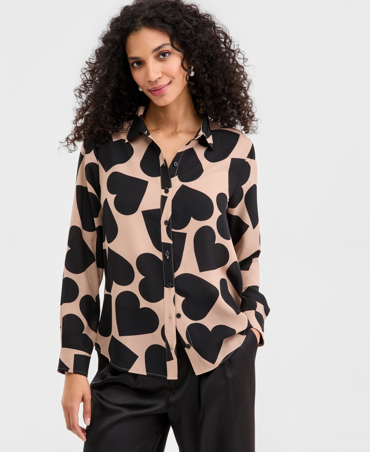 Click here for On 34th Womens Woven Heart Button-Down Top  Macys... prices
