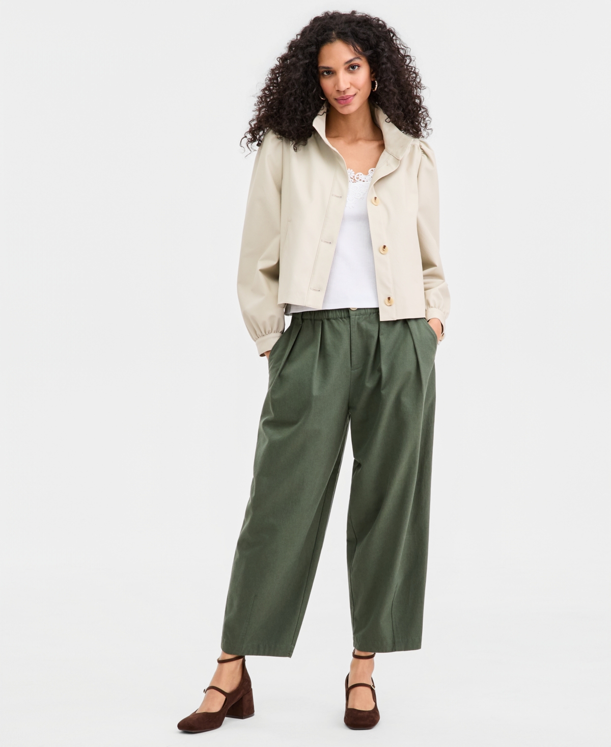 Click here for On 34th Womens Pleated Barrel-Leg Ankle Pants  Mac... prices