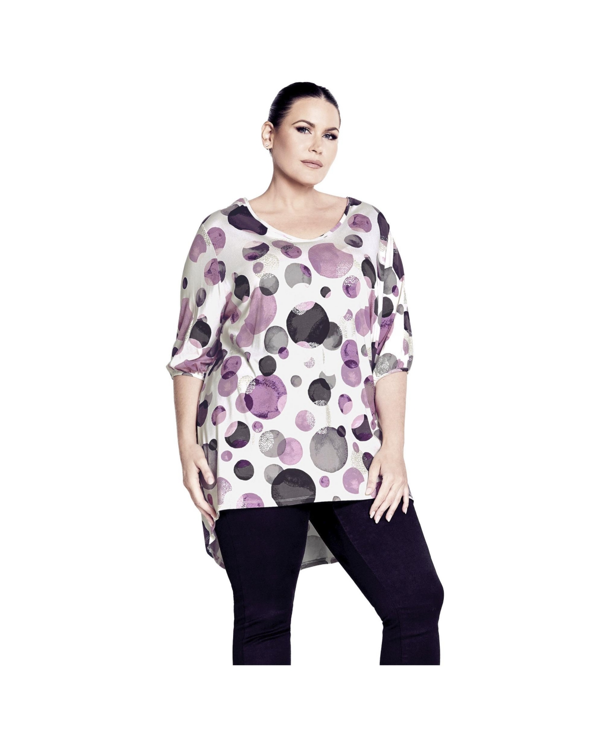 Click here for Avenue Womens Plus Size Leila Foil Print Top - Pur... prices