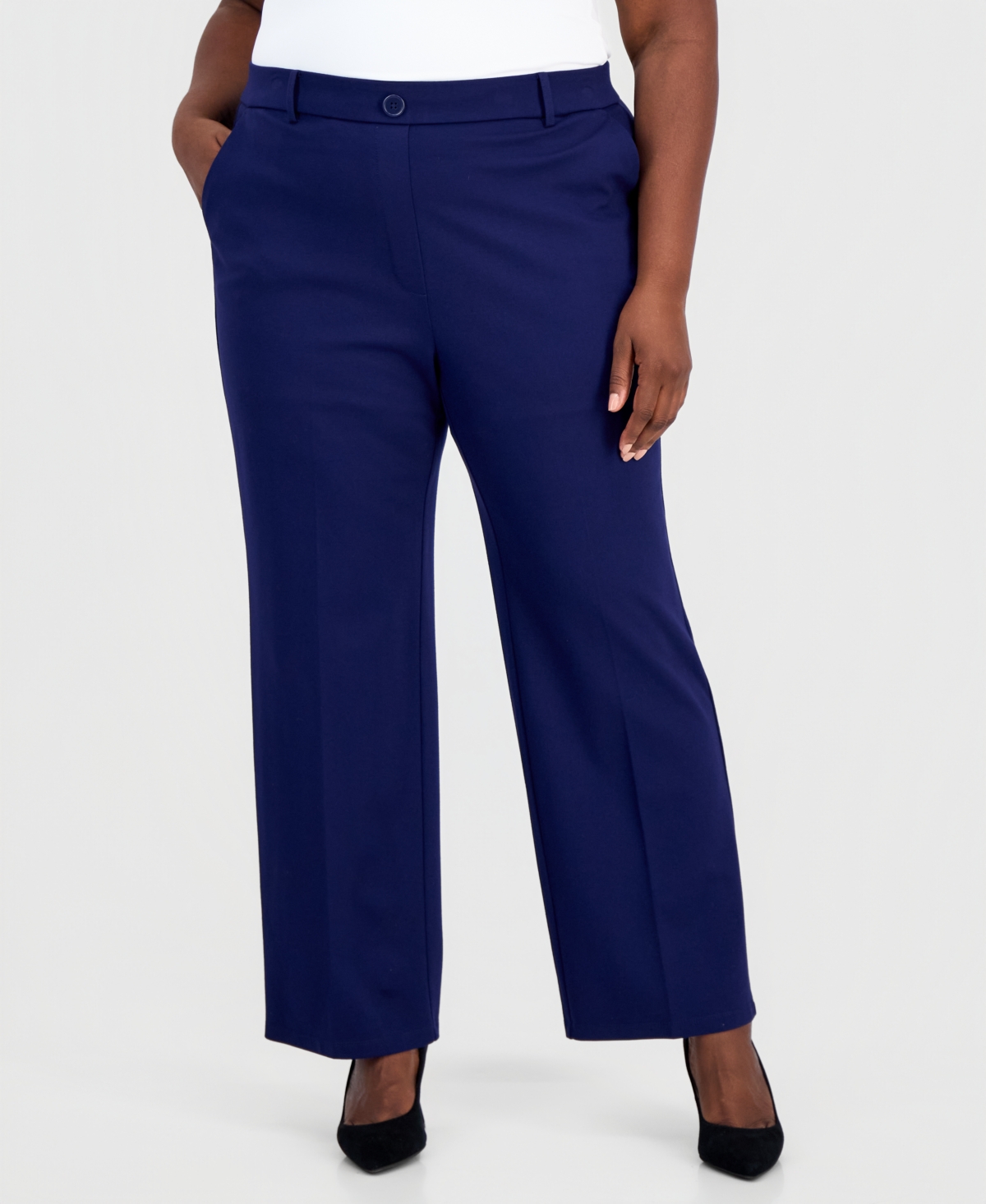 Click here for Kasper Plus Size High Rise Straight Leg Pants - Ka... prices