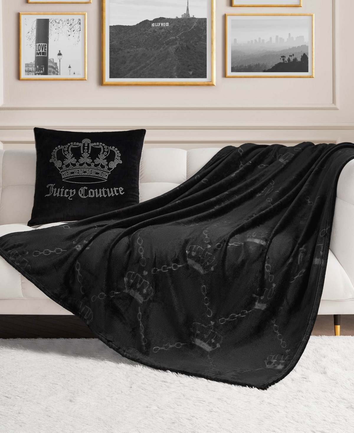 Click here for Juicy Couture Plush Throw  50 x 70 - Black Crowns prices