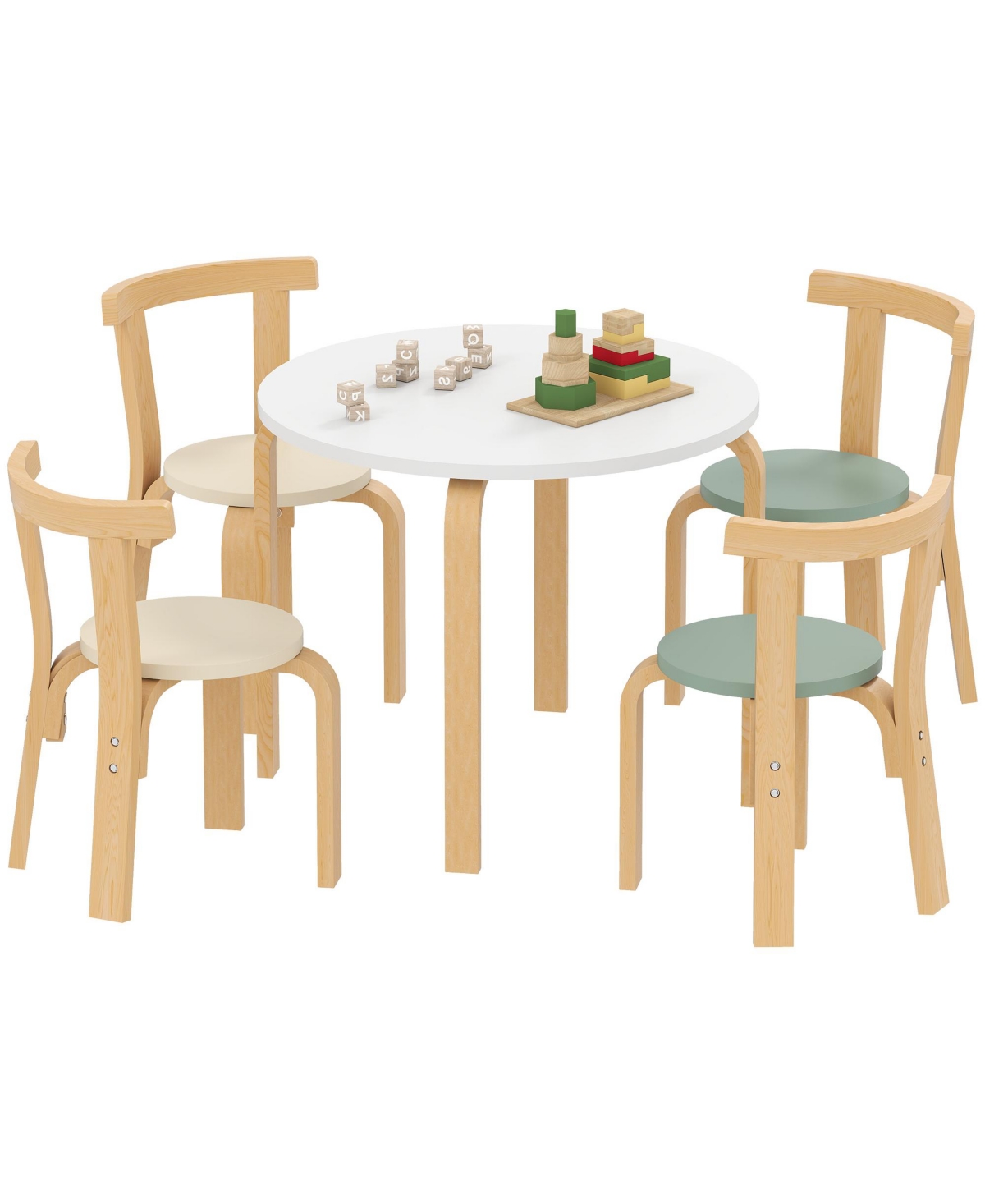 Click here for Qaba 5 Piece Kids Table and Chair Set  Wooden Tabl... prices