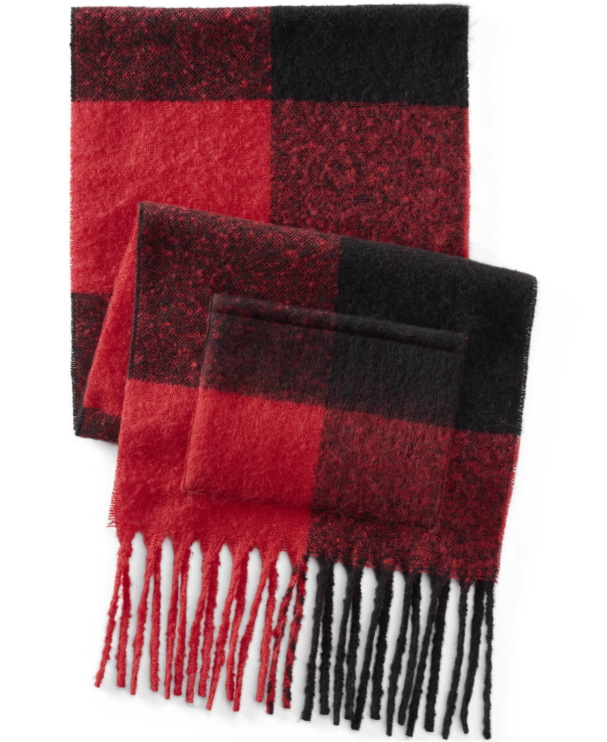 Click here for Lands End Womens Brushed Blanket Fringe Scarf - Re... prices