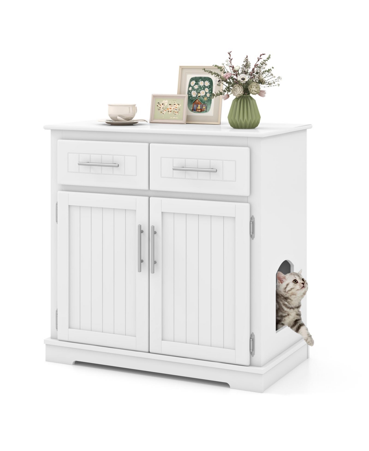 Click here for Gymax Cat Litter Box Enclosure w/ 2 Drawers Double... prices