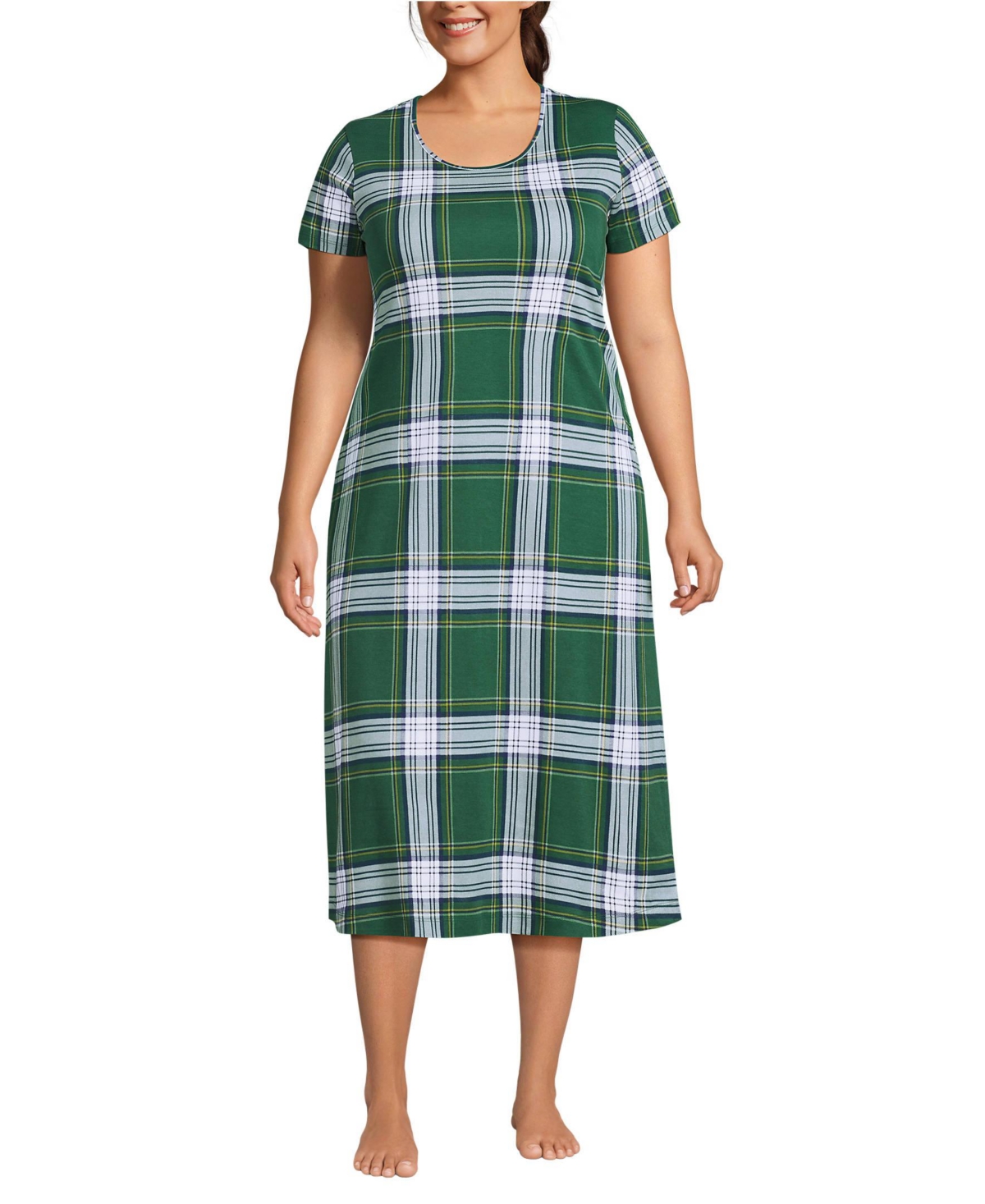 Click here for Lands End Womens Plus Size Cotton Short Sleeve Mid... prices