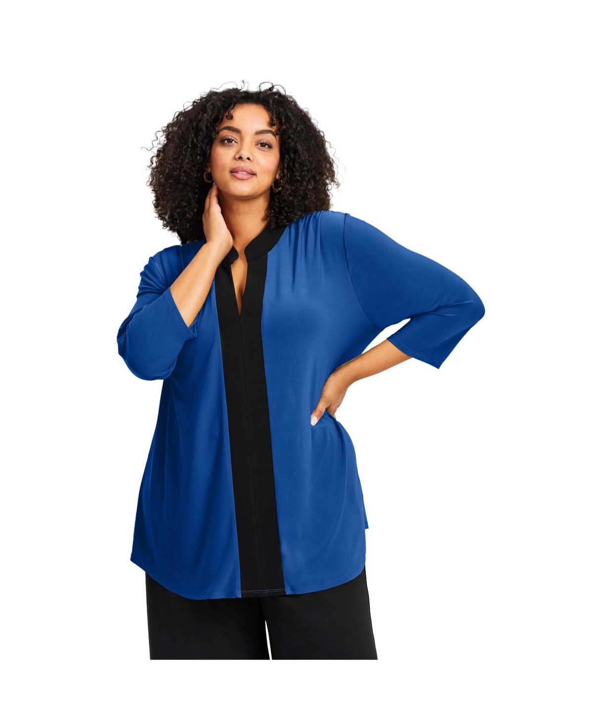 Click here for Avenue Womens Audrey Tunic Casual Top - Dark sapph... prices