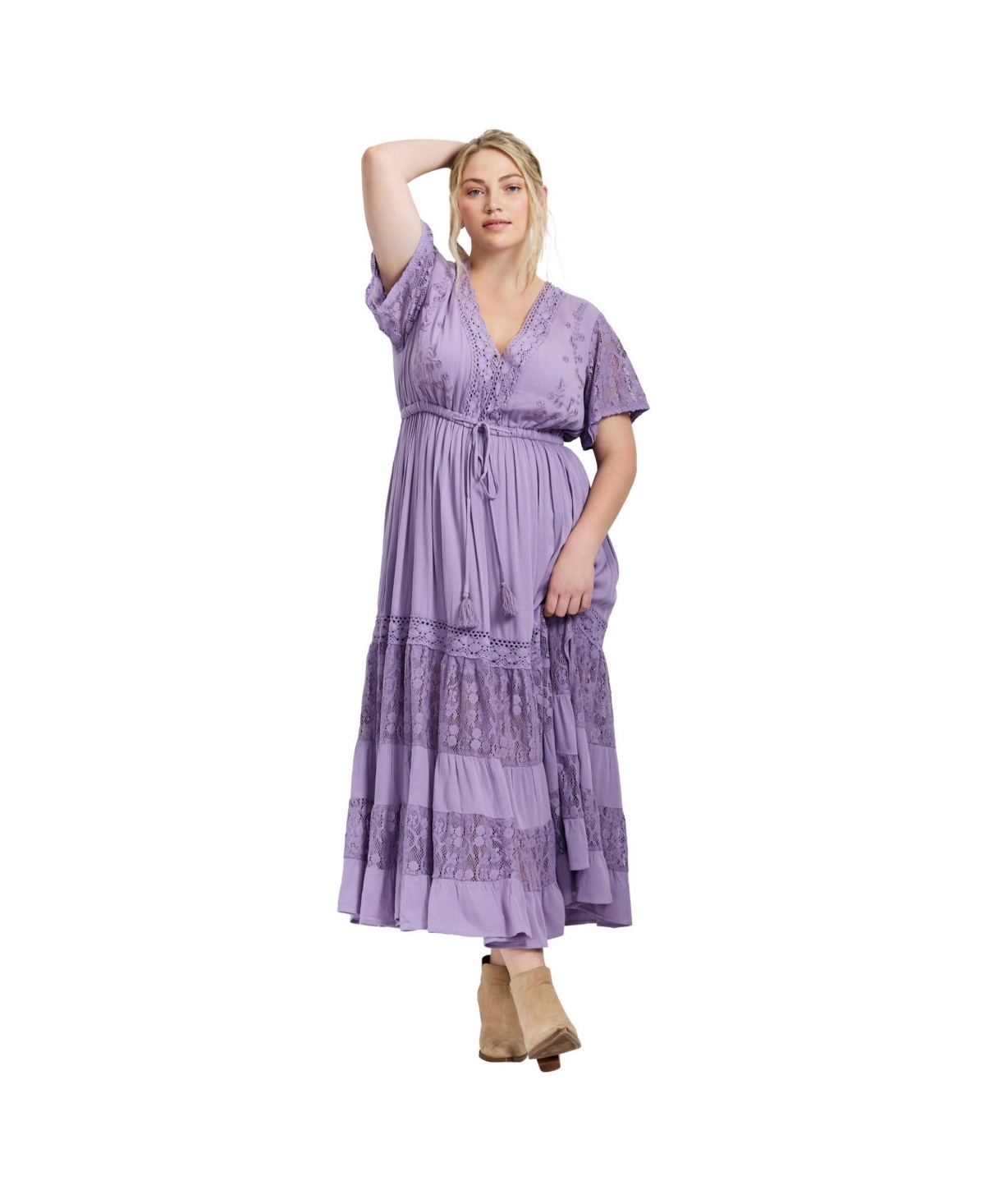 Click here for Avenue Womens Raven Lace Maxi Dress - Lilac prices