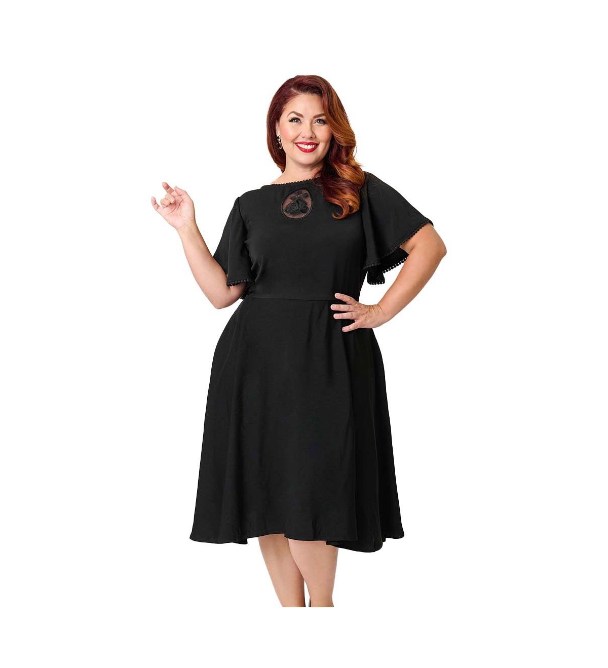 Click here for Unique Vintage Plus Size 1930s Swing Dress - Black prices