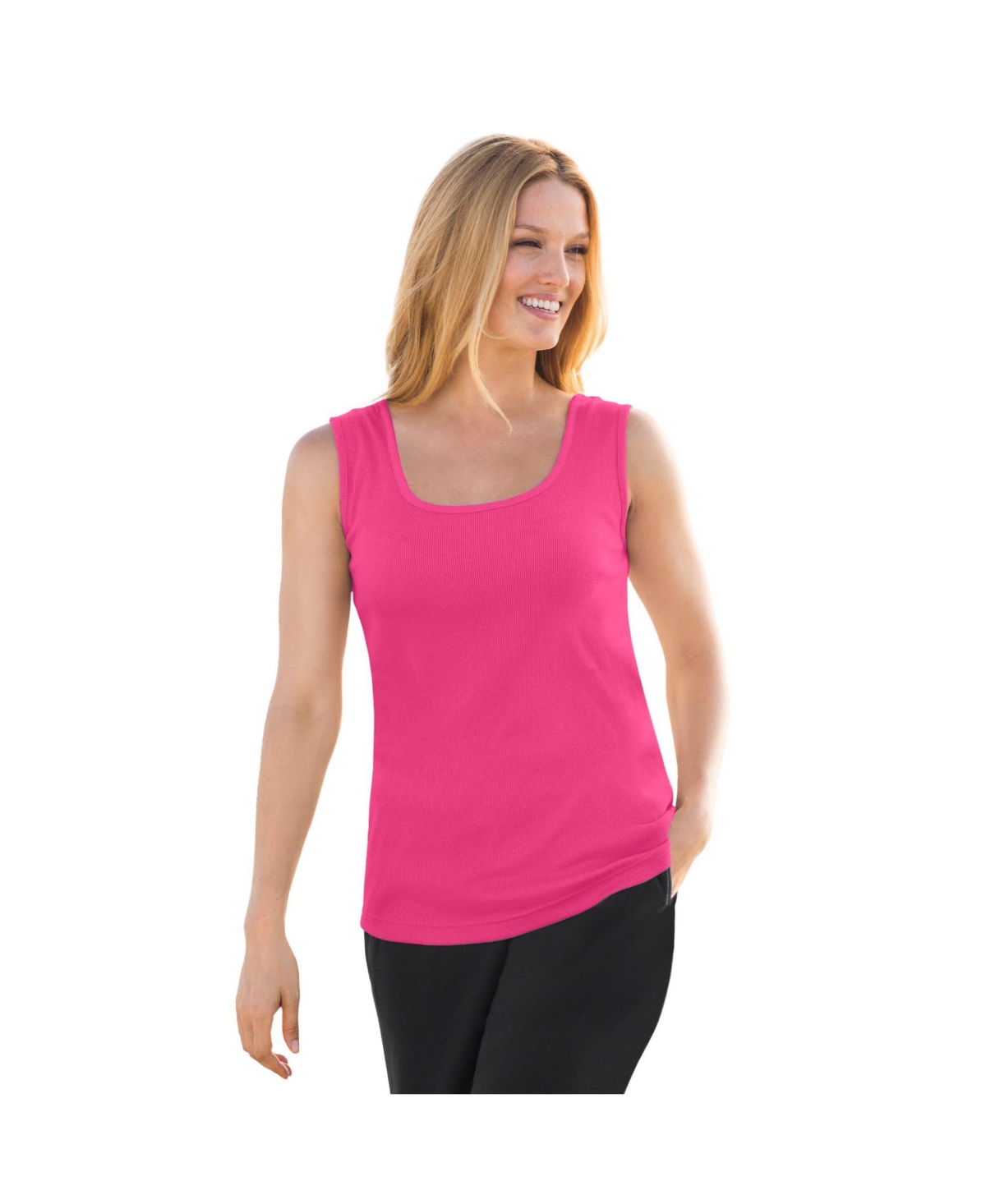 Click here for Woman Within Plus Size Within Rib Knit Tank - Rasp... prices