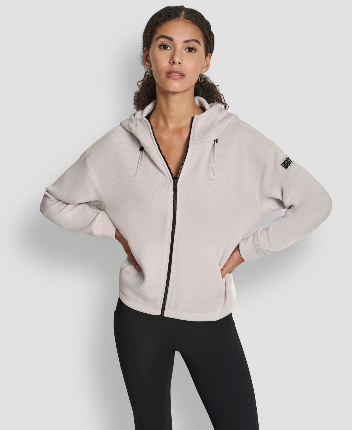 Click here for Dkny Womens Hooded Neck Zipper Jacket - Oatmeal prices