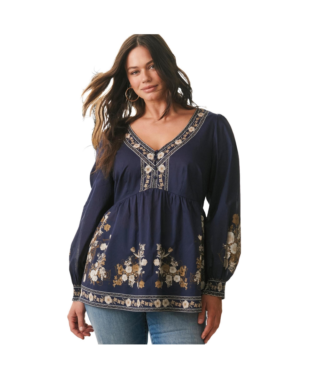 Click here for Avenue Womens Ethereal Escape Top - Navy ethereal prices