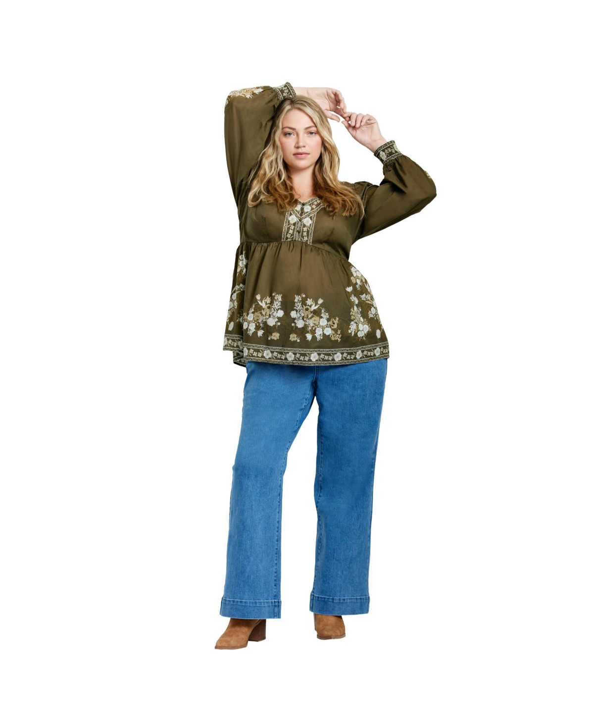 Click here for Avenue Womens Ethereal Escape Top - Olive ethereal prices