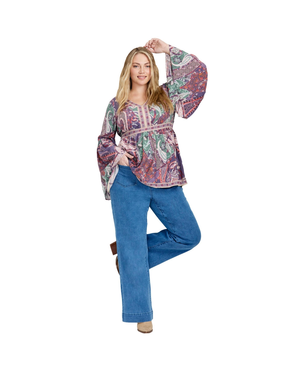 Click here for Avenue Womens Arlo Bell Sleeve Tunic Top - Free sp... prices