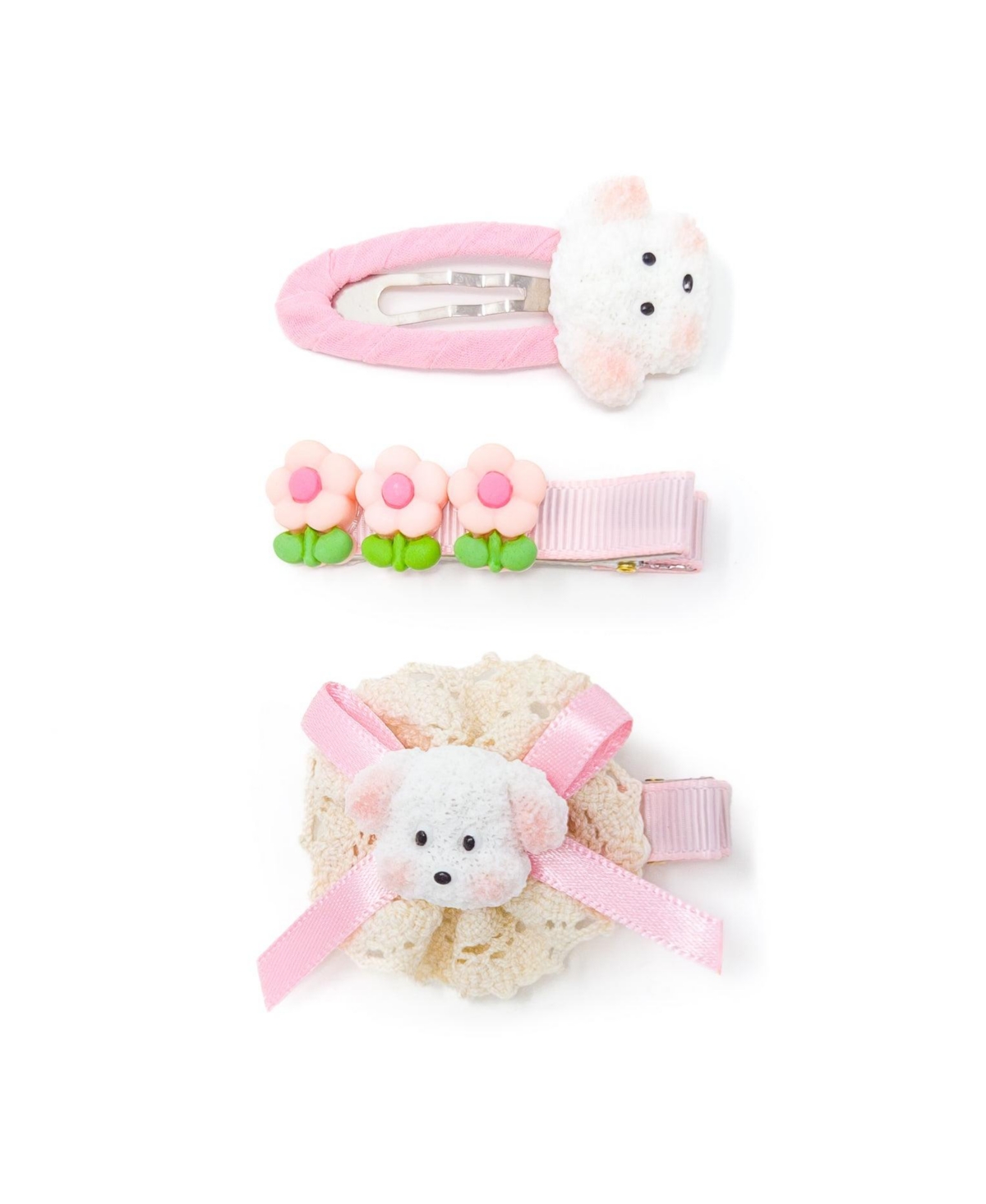 Click here for Puttisu 3pc Hair Clip Set - Puppy Blossom Pals - R... prices