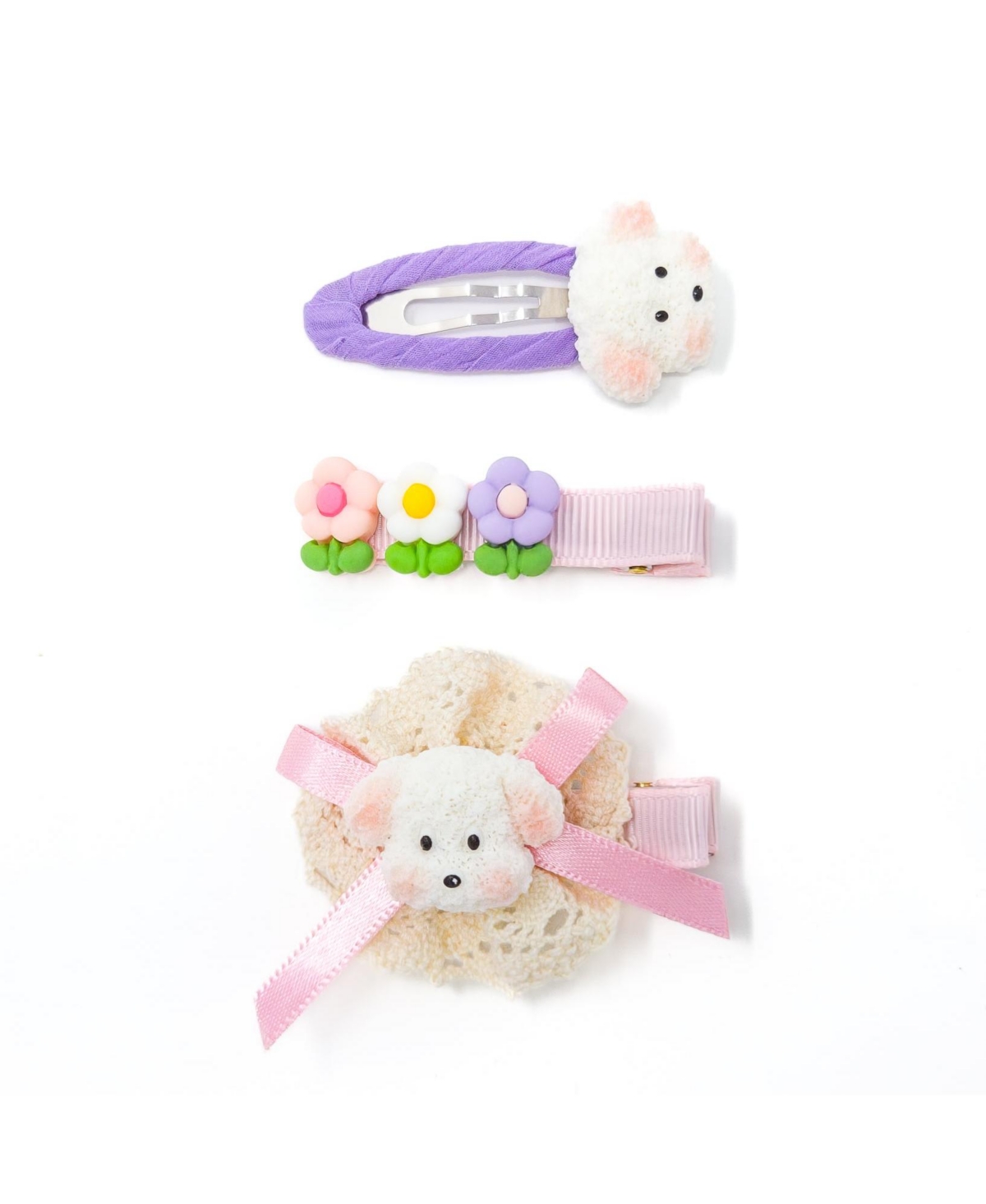 Click here for Puttisu 3pc Hair Clip Set - Puppy Blossom Pals - L... prices