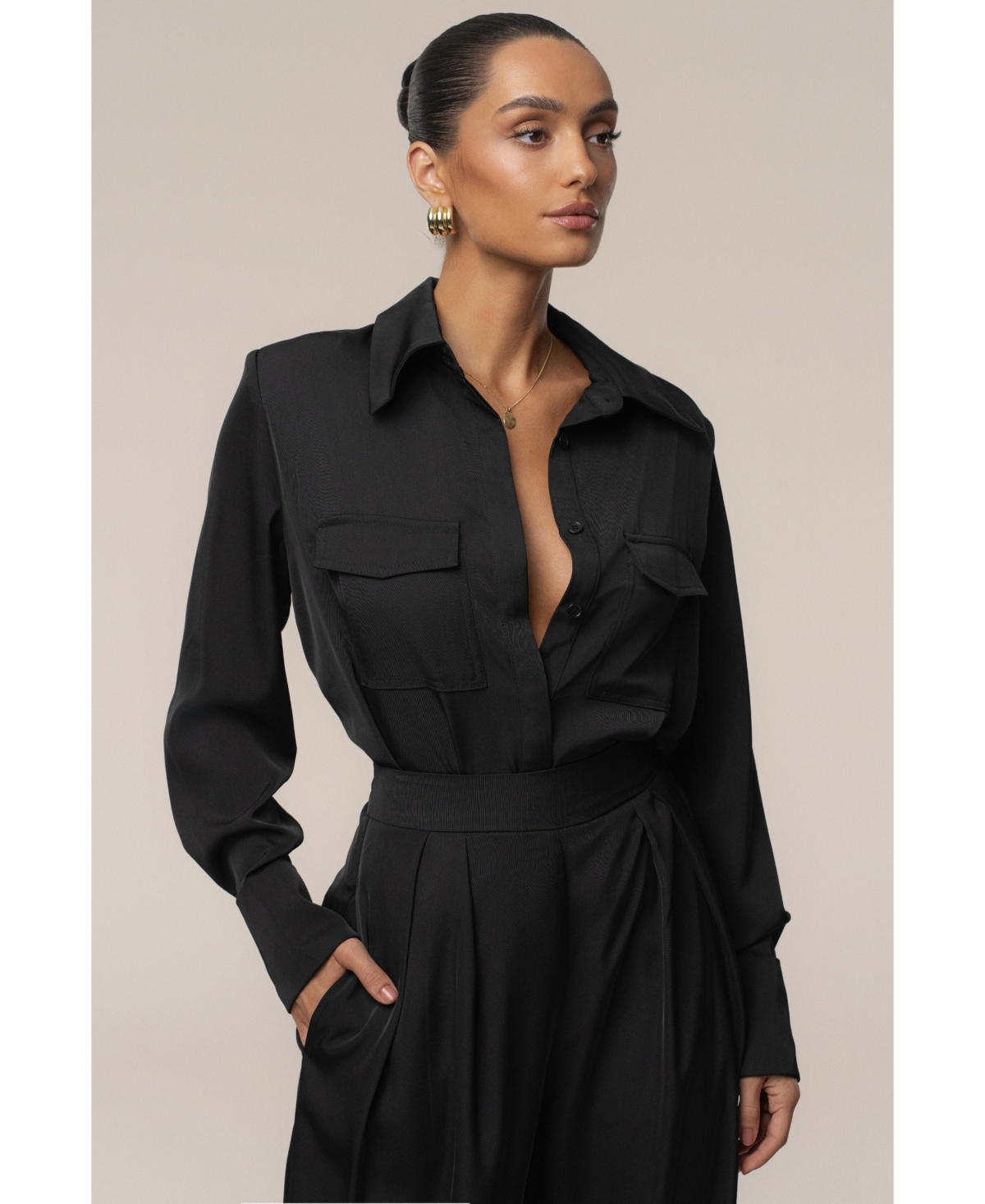 Click here for Jluxlabel Womens regular size Misty Button Up. - B... prices