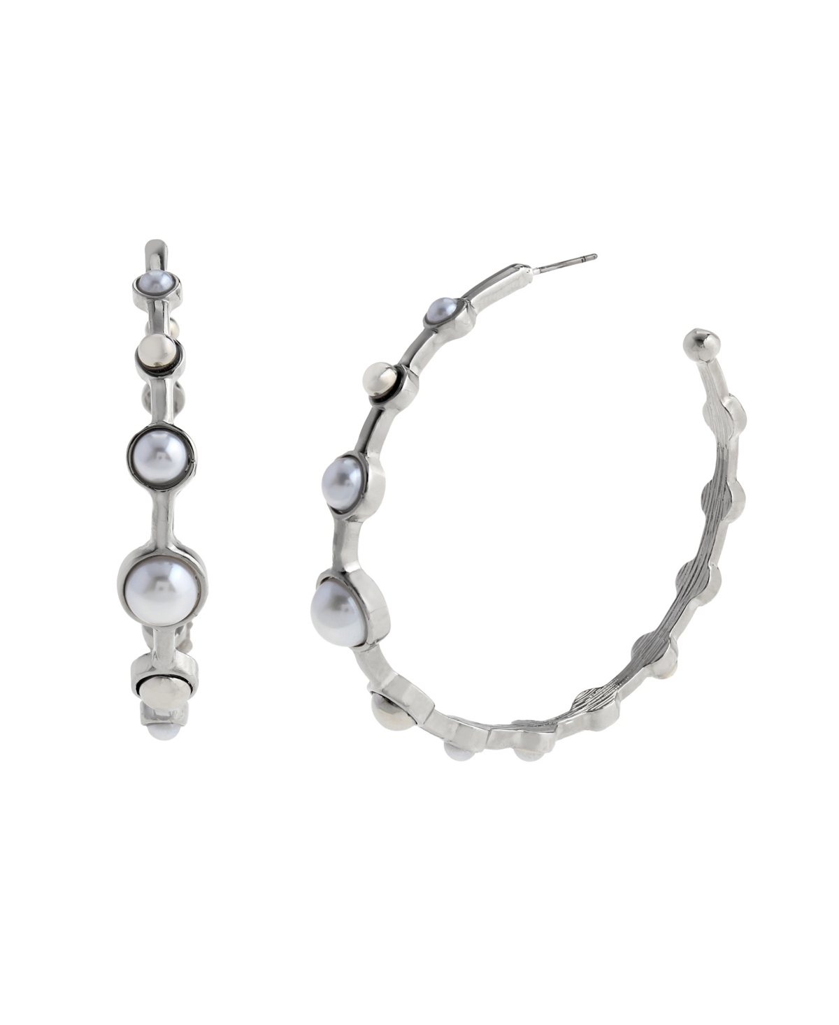 Click here for Steve Madden Faux Cultured Pearl Hoop Earrings - M... prices