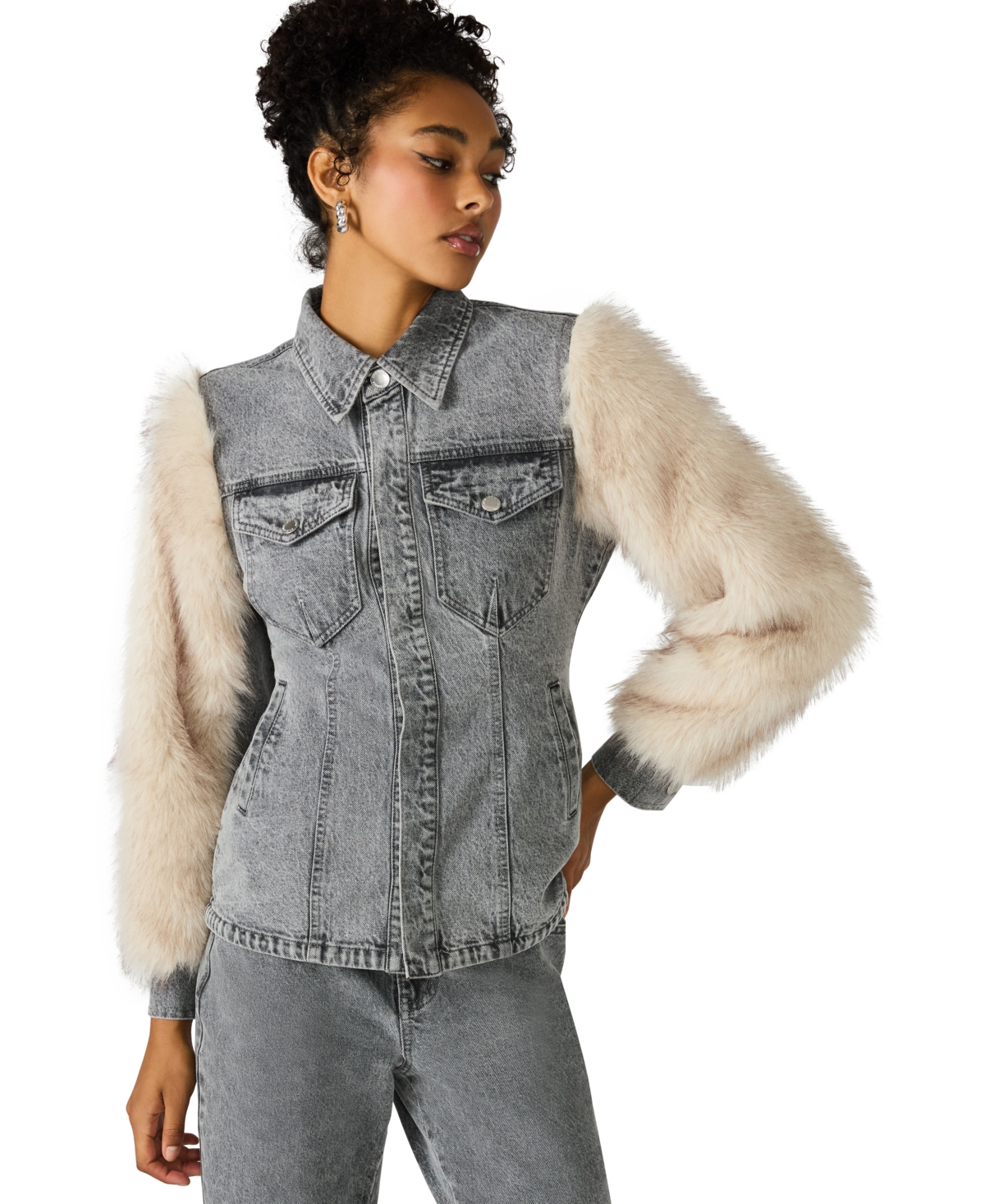 Click here for Steve Madden Womens Parker Collared Jacket - Fog prices