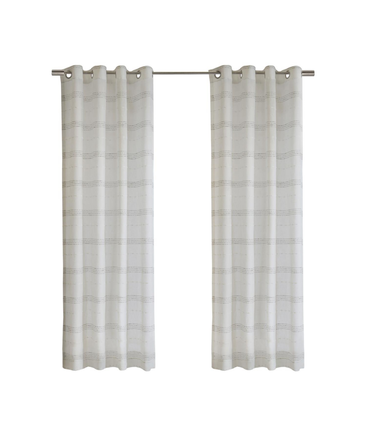 Habitat 100 Polyester Jasper Sheer Faux Linen Stripe Grommet Curtain Panel 52" x 108" White - White