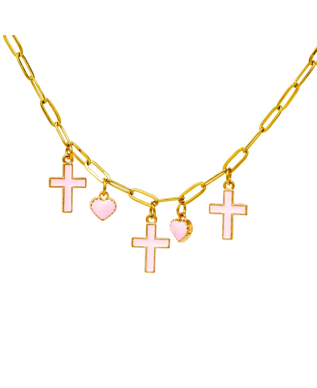 Click here for Zomi Gems Cross & Heart Charm Necklace â Adjusta... prices