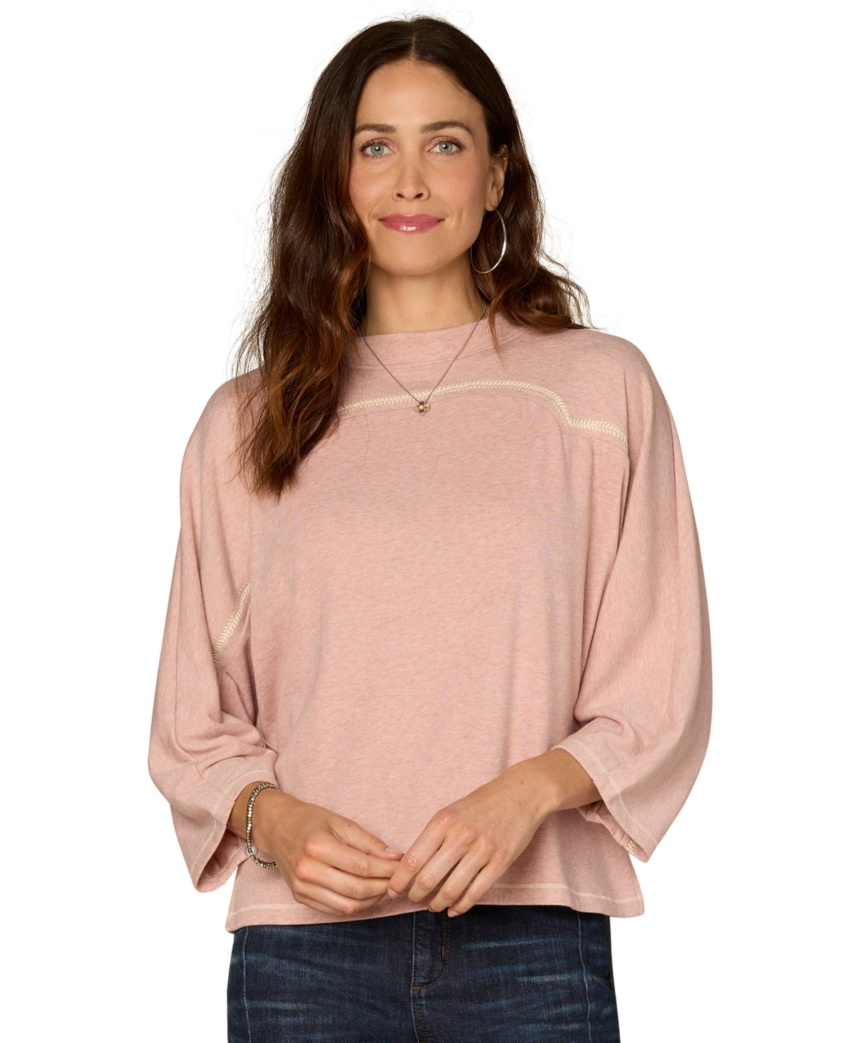 Click here for Democracy Petite 3/4-Sleeve Crewneck Knit Top - He... prices