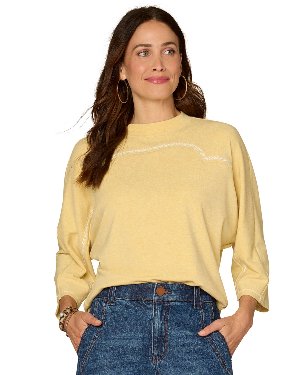 Click here for Democracy Petite 3/4-Sleeve Crewneck Knit Top - He... prices