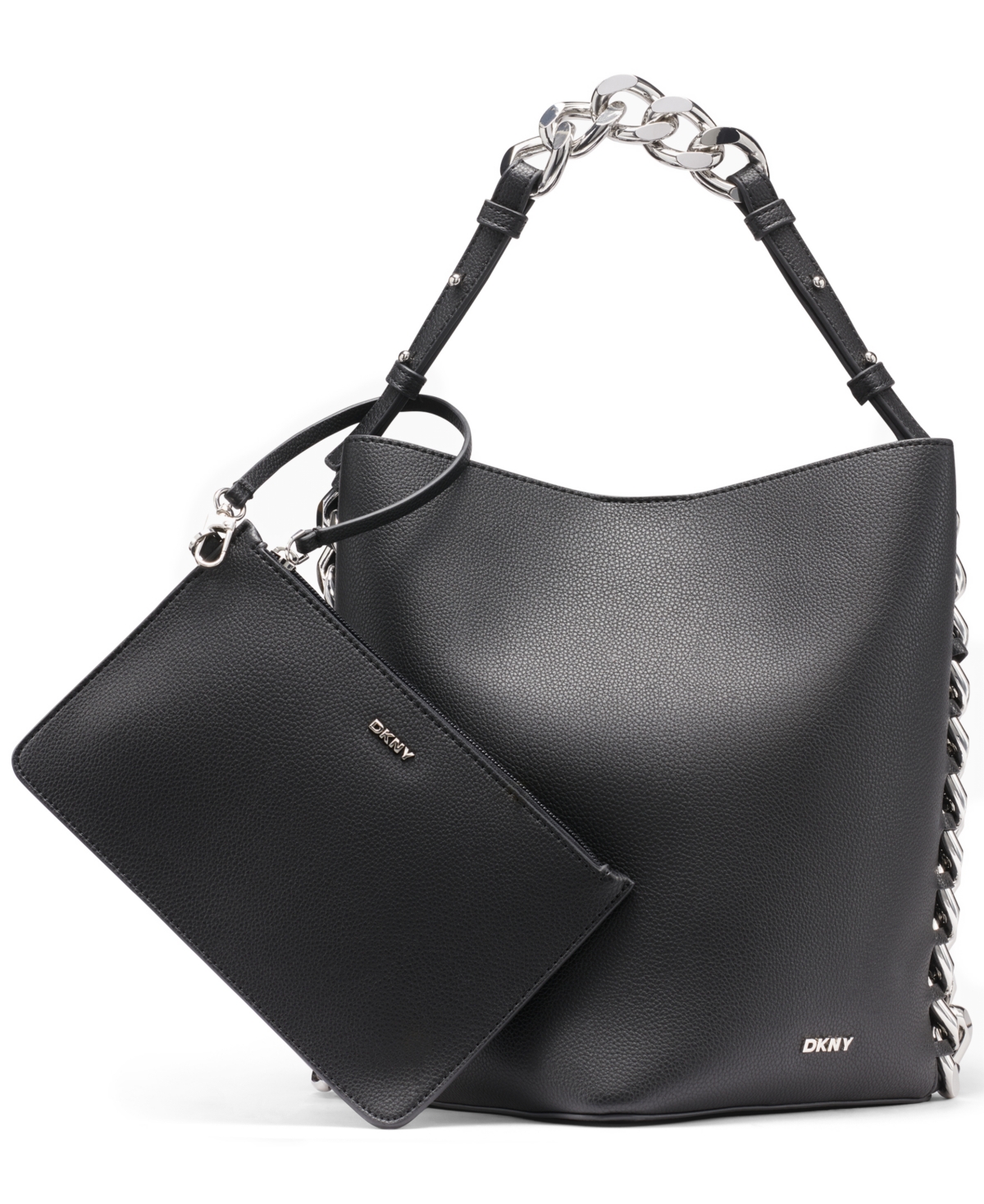 Click here for Dkny Riona Medium Bucket Bag - Black/silver prices