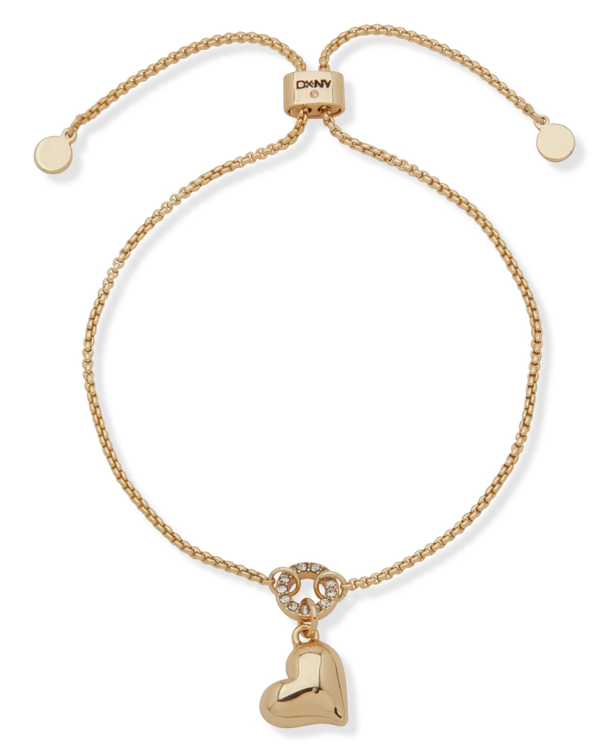 Click here for Dkny Gold-Tone Crystal Puffy Heart Slider Bracelet... prices