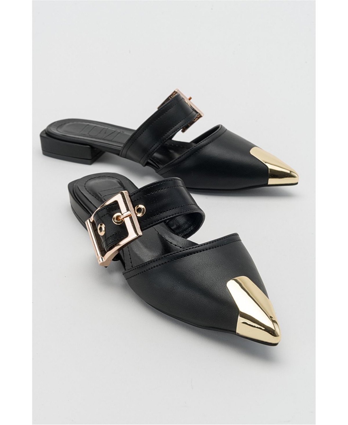 Click here for Jenni Buckled Slide (Women) - Black faux leather prices