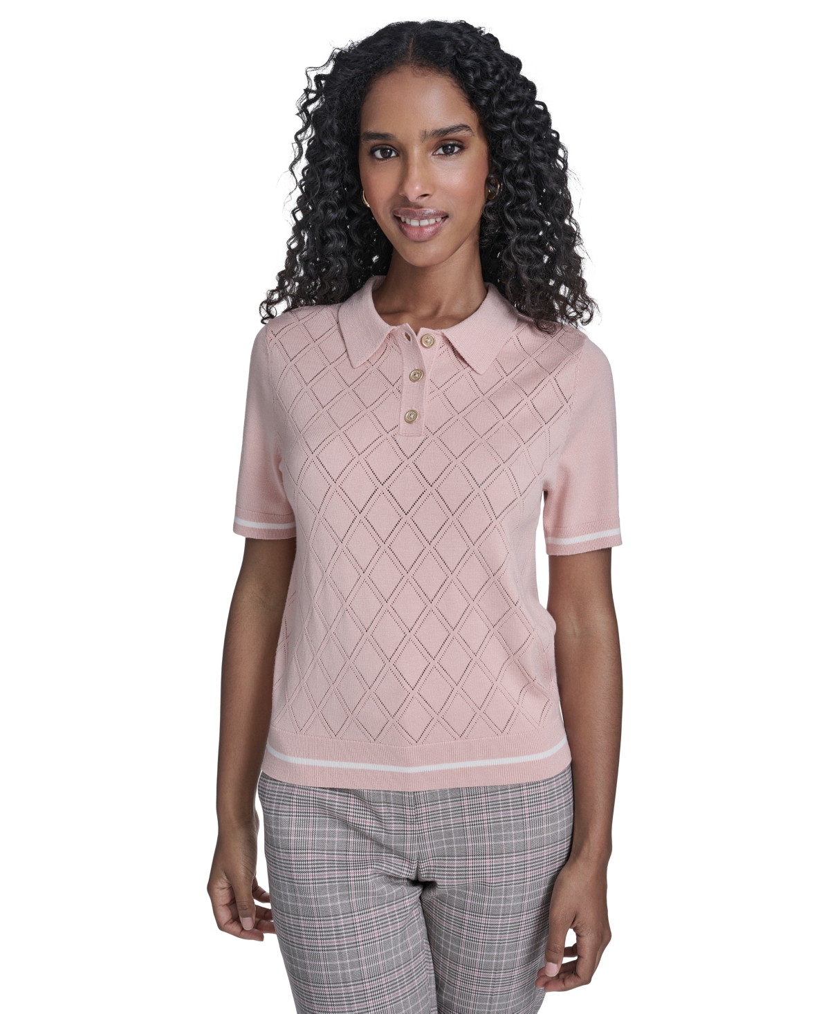 Click here for Tommy Hilfiger Womens Pointelle Polo Collared Swea... prices