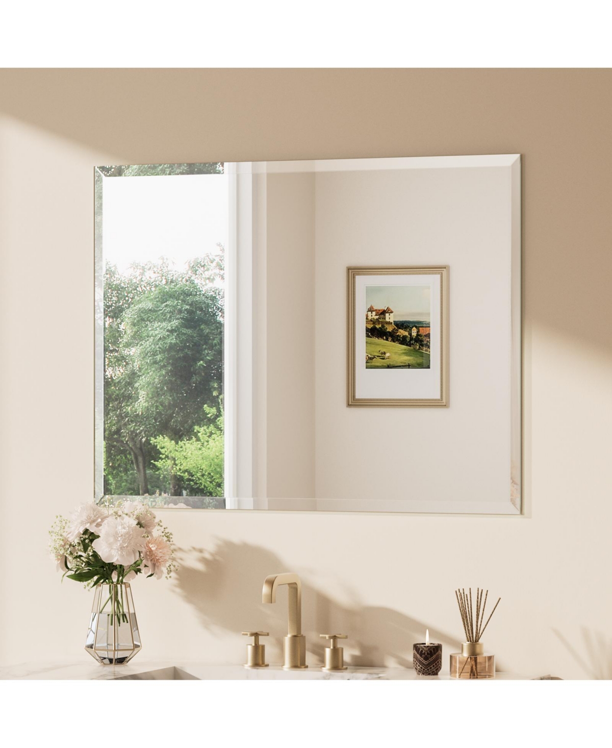 Click here for Keonjinn Inch Beveled Bathroom Vanity Mirror Shatt... prices